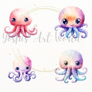Cute Octopus PNG Bundle, Digital Crafts Designs Transparent, Baby ...