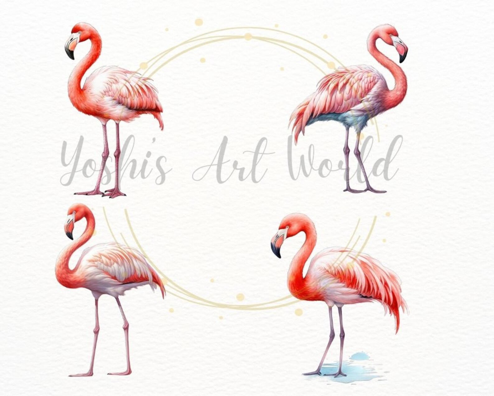 Watercolor Flamingo PNG Bundle, Digital Crafts Designs Transparent ...