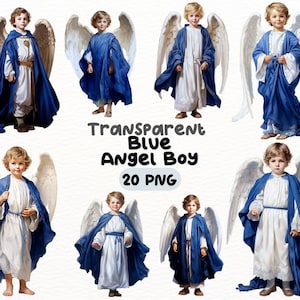 Watercolor Victorian Royal Blue Angel Boy PNG Bundle, Digital Crafts ...