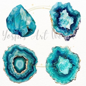 Watercolor December Birthstone Turquoise PNG Bundle, Digital Crafts ...