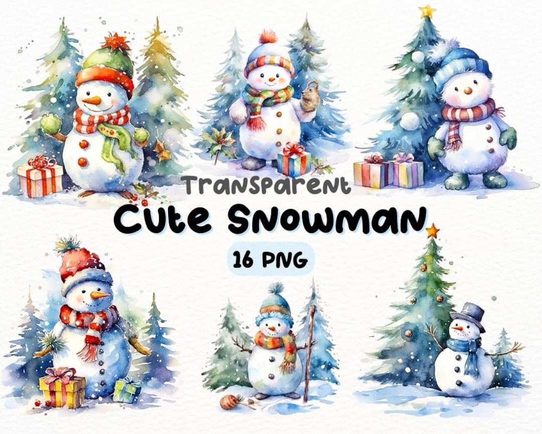 Cute Christmas Snowman PNG Bundle, Digital Crafts Designs Transparent ...