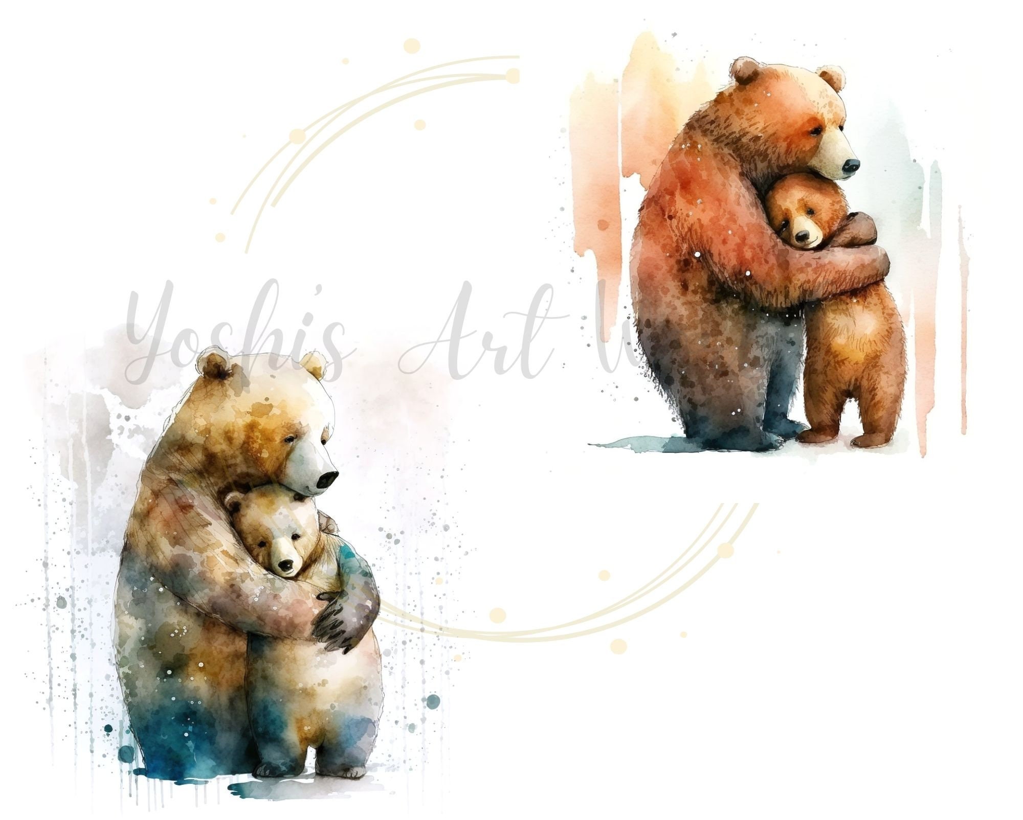 Watercolor Mama Bear - Brown Bear - Card Making, Mixed Media, Digital ...