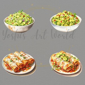 Watercolor Mexican Food PNG Bundle, Digital Crafts Designs Transparent ...