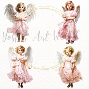 Watercolor Victorian Pink Angel PNG Bundle, Digital Crafts Designs ...