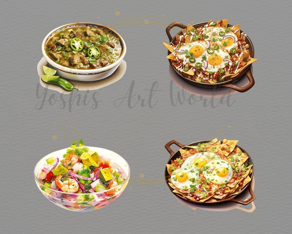 Watercolor Mexican Food PNG Bundle, Digital Crafts Designs Transparent ...