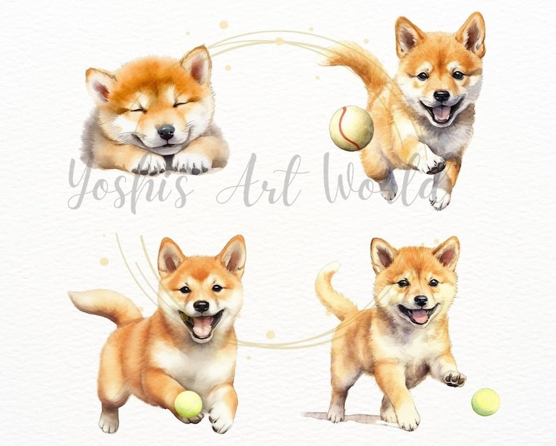 Watercolor Shiba Inu PNG Bundle Digital Crafts Designs - Etsy