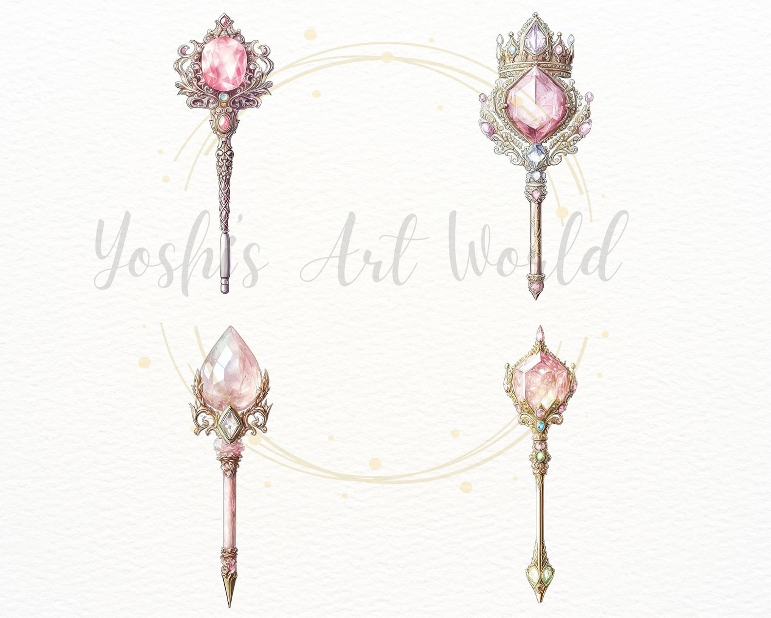Pink Princess Crown & Scepter PNG Bundle, Digital Crafts Designs ...
