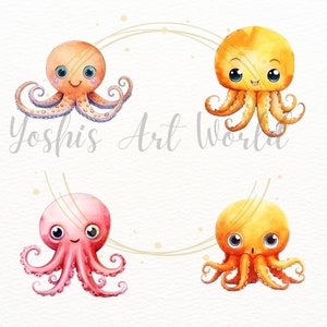 Cute Octopus PNG Bundle, Digital Crafts Designs Transparent, Baby ...