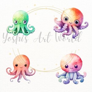 Cute Octopus PNG Bundle, Digital Crafts Designs Transparent, Baby ...