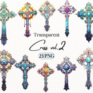 Watercolor Colorful Cross PNG Bundle, Volume 2, Digital Crafts Designs ...