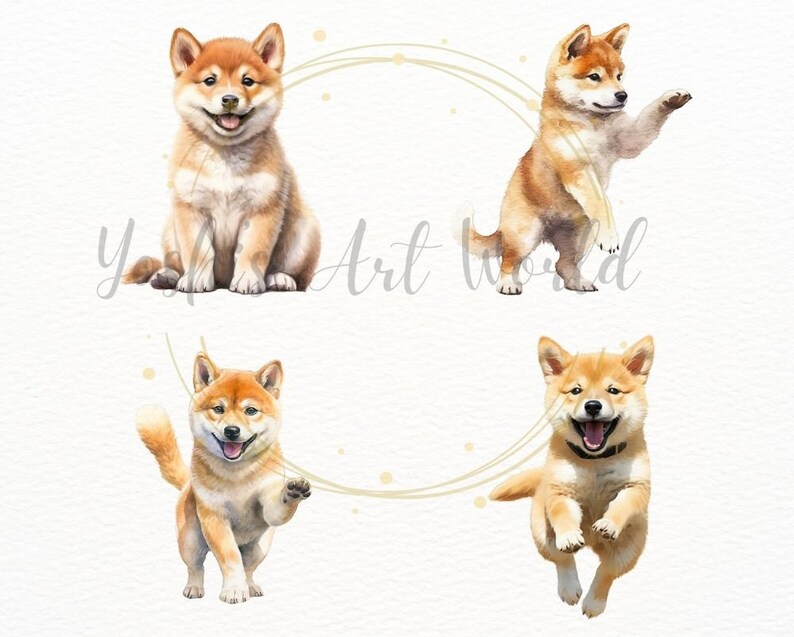 Watercolor Shiba Inu PNG Bundle Digital Crafts Designs - Etsy