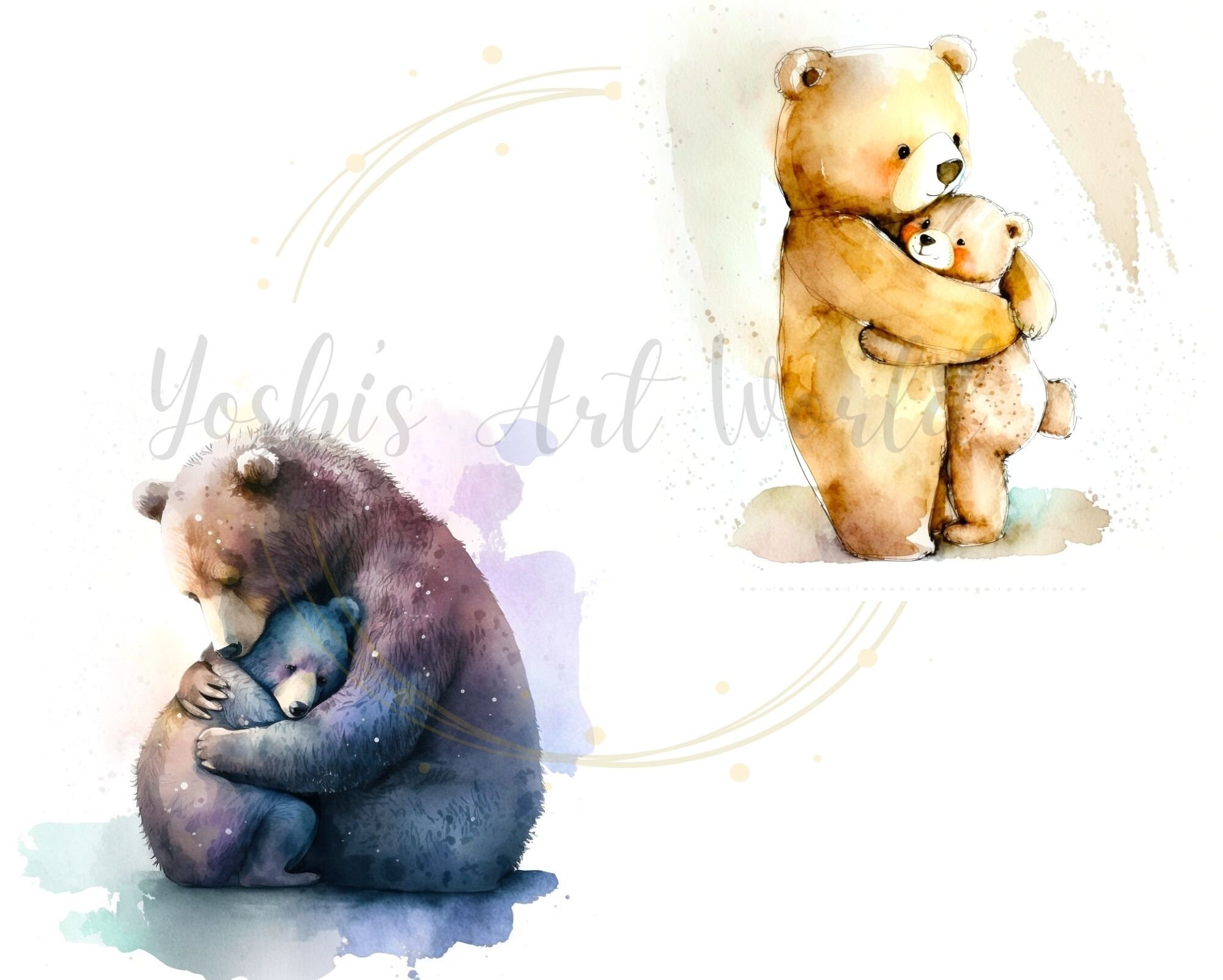 Watercolor Mama Bear - Brown Bear - Card Making, Mixed Media, Digital ...