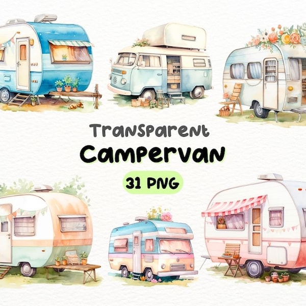 Retro Camper Clipart - Etsy