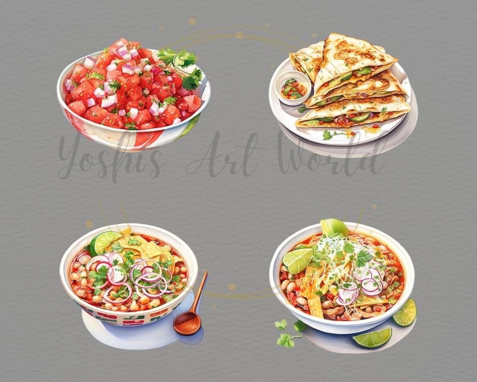Watercolor Mexican Food PNG Bundle, Digital Crafts Designs Transparent ...