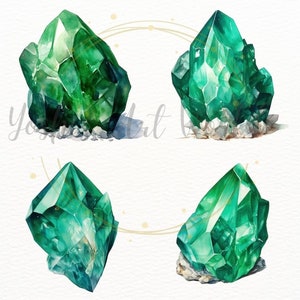 Watercolor May Birthstone Emerald PNG Bundle, Digital Crafts Designs ...