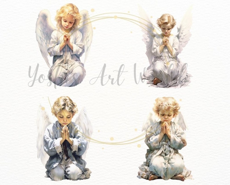 Watercolor Praying Angel PNG Bundle Digital Crafts Designs - Etsy