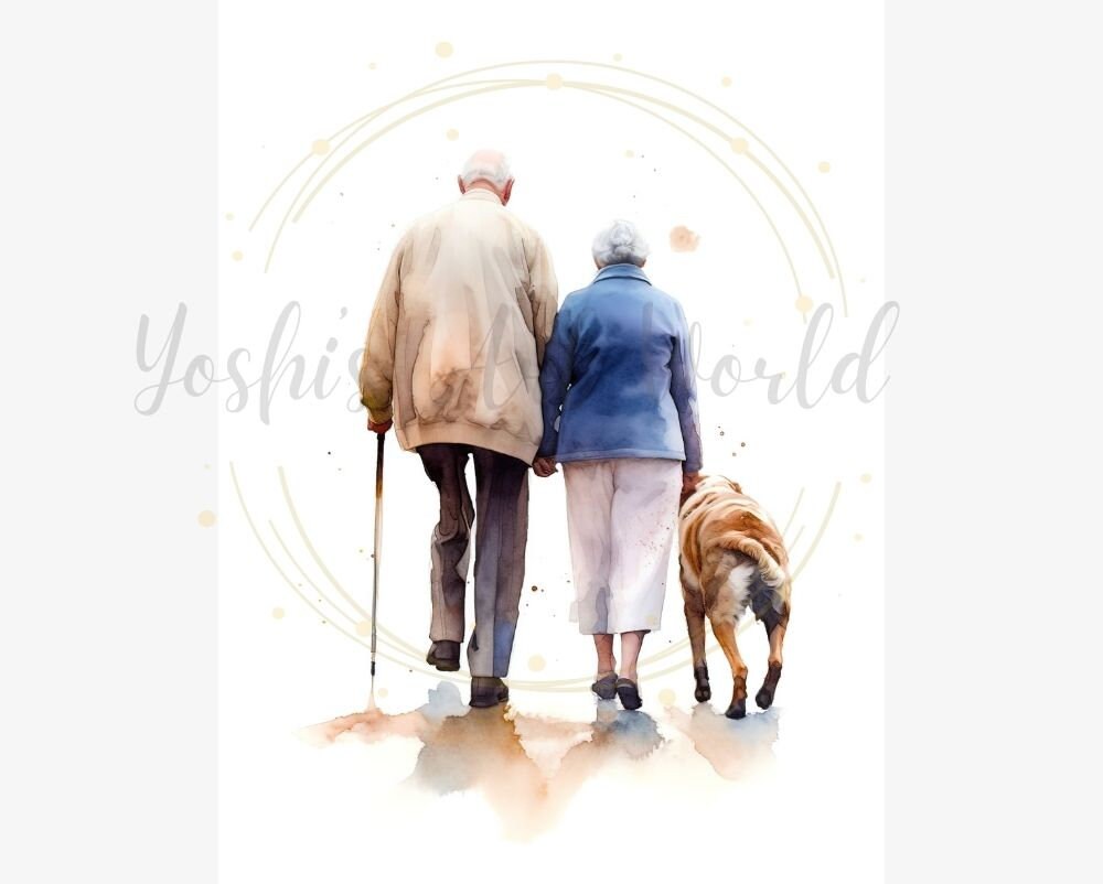 Elderly Couple Clipart Grandpa and Grandma Card Making - Etsy