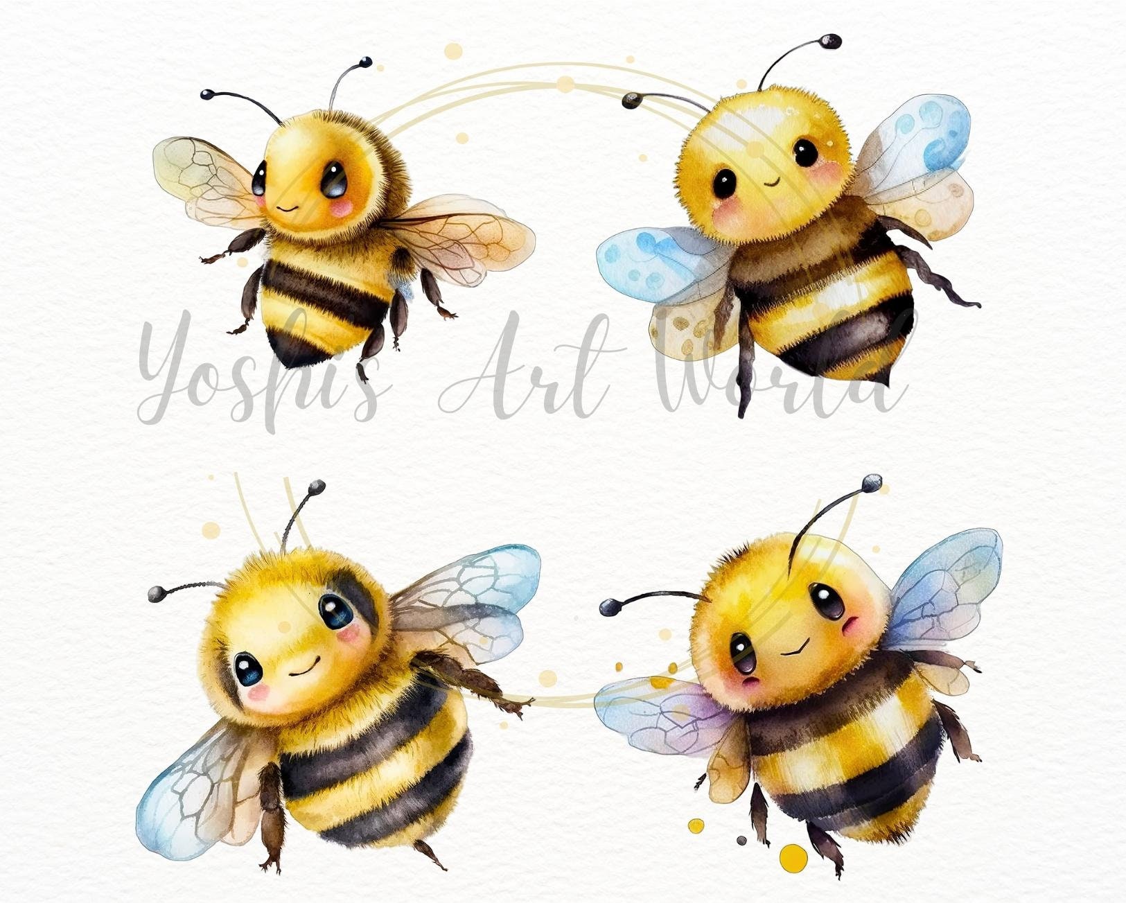 Watercolor Cute Bumblebee Bundle Digital Crafts Designs - Etsy