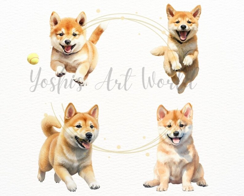 Watercolor Shiba Inu PNG Bundle Digital Crafts Designs - Etsy