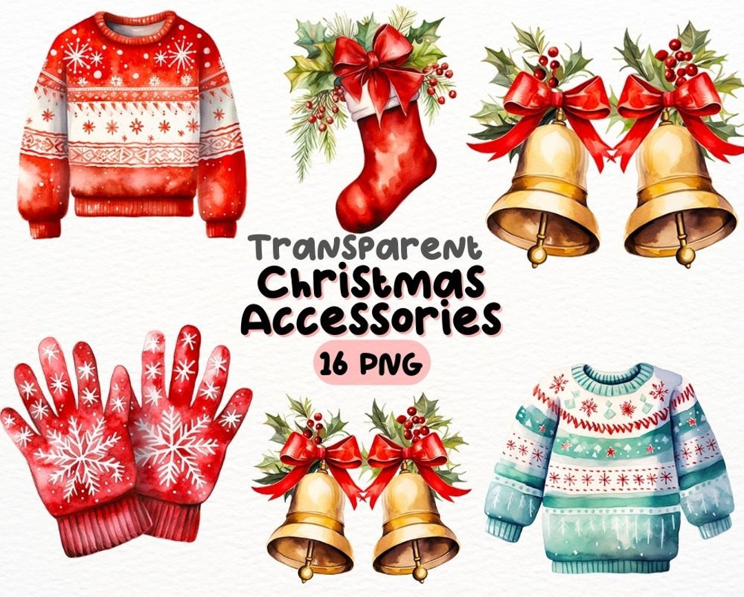 Christmas Accessories PNG Bundle, Digital Crafts Designs Transparent ...