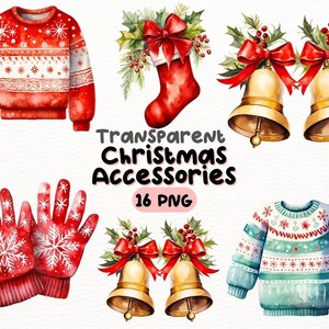 Christmas Accessories PNG Bundle, Digital Crafts Designs Transparent ...