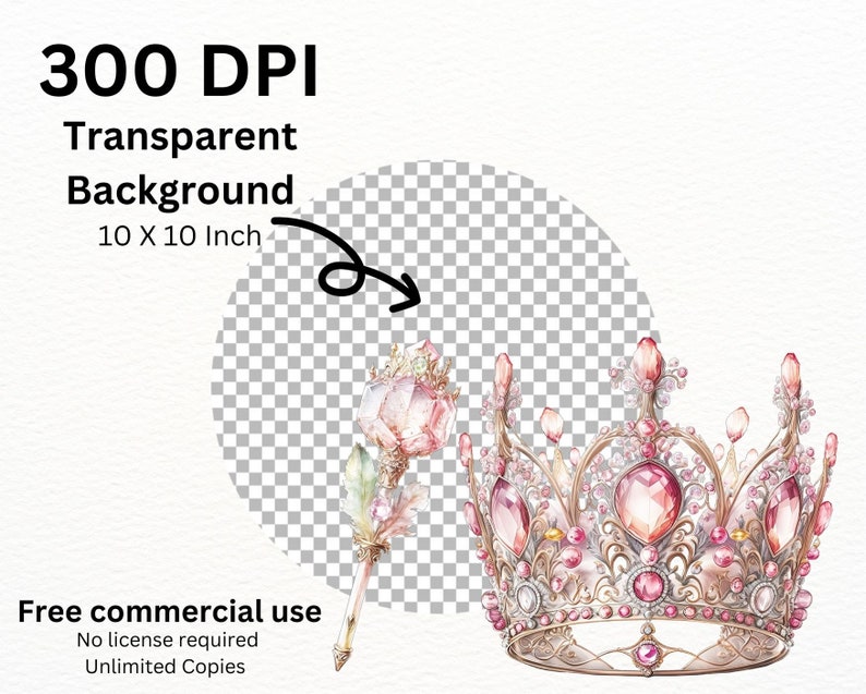 Pink Princess Crown & Scepter PNG Bundle, Digital Crafts Designs ...