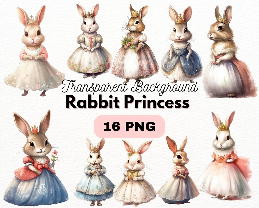 Bunny Princess Bundle, Digital Crafts Designs Transparent, Rabbit ...
