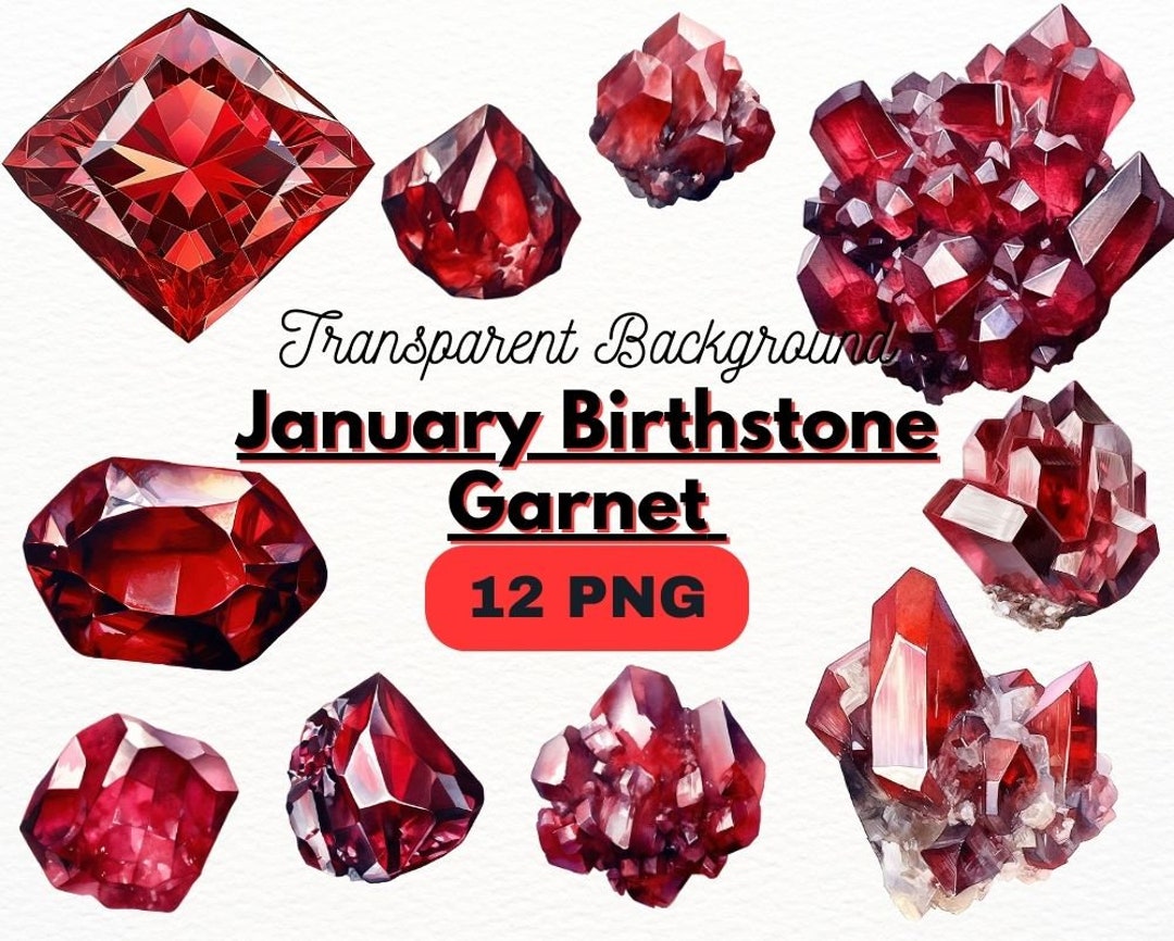 Watercolor January Birthstone Garnet PNG Bundle, Digital Crafts Designs ...