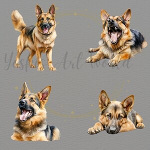 Watercolor German Shepherd PNG Bundle, Digital Crafts Designs ...