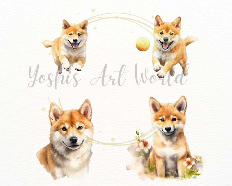 Watercolor Shiba Inu PNG Bundle Digital Crafts Designs - Etsy