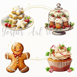 Watercolor Christmas Desserts PNG Bundle, Digital Crafts Designs ...