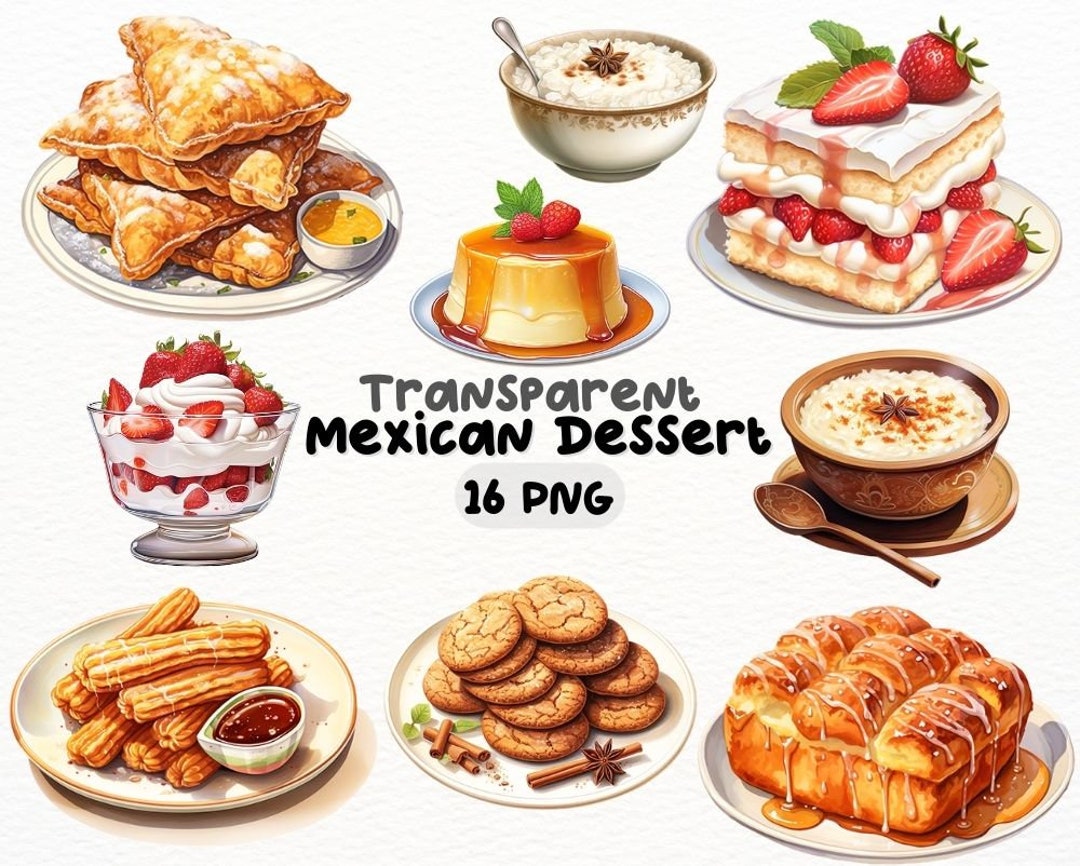 Watercolor Mexican Dessert PNG Bundle, Digital Crafts Designs ...