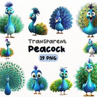 17 Cute Peacock Clipart | Adorable Peacock Clipart Bundle | 17 High ...