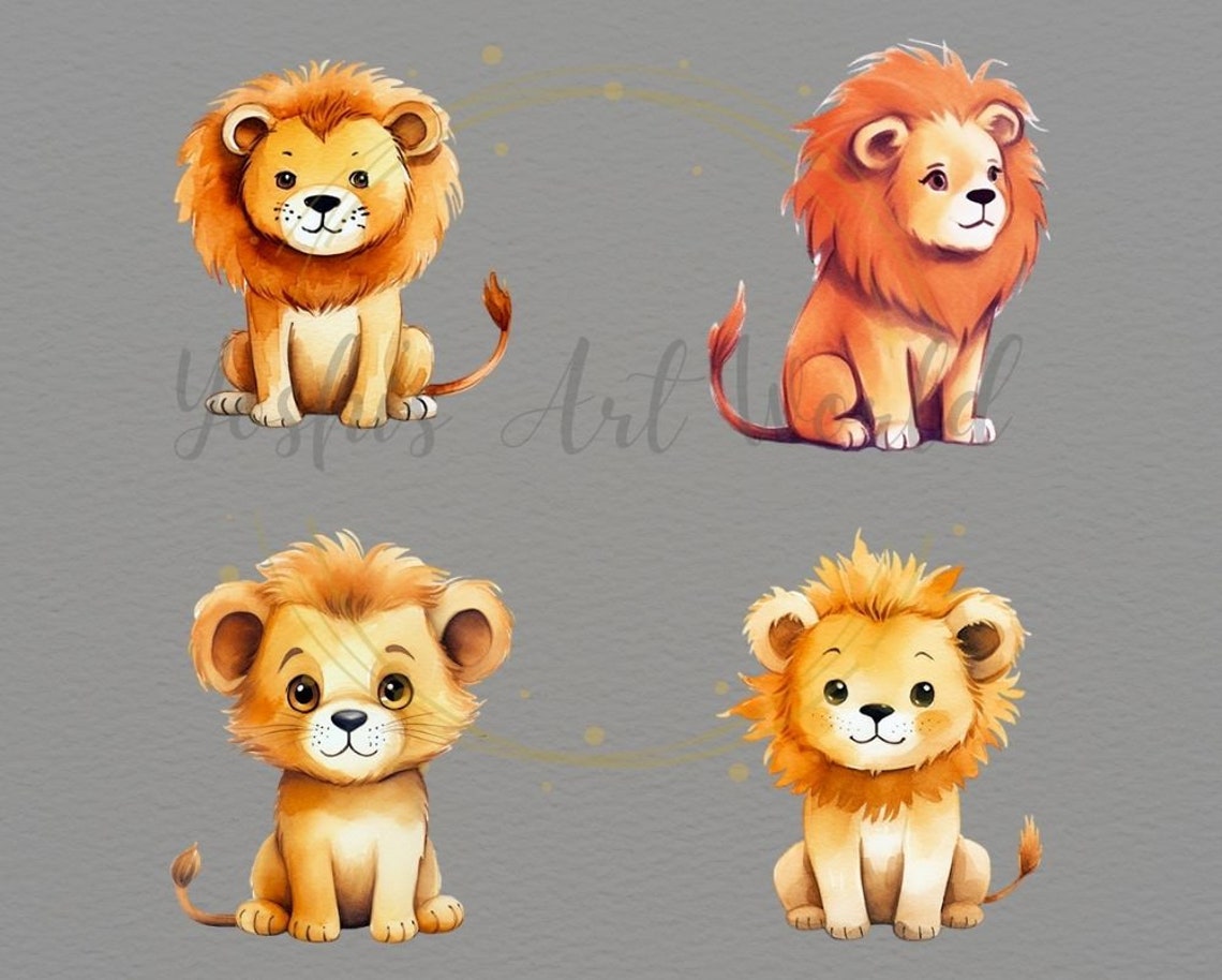 Cute Lion PNG Bundle, Digital Crafts Designs Transparent, Little Lions ...