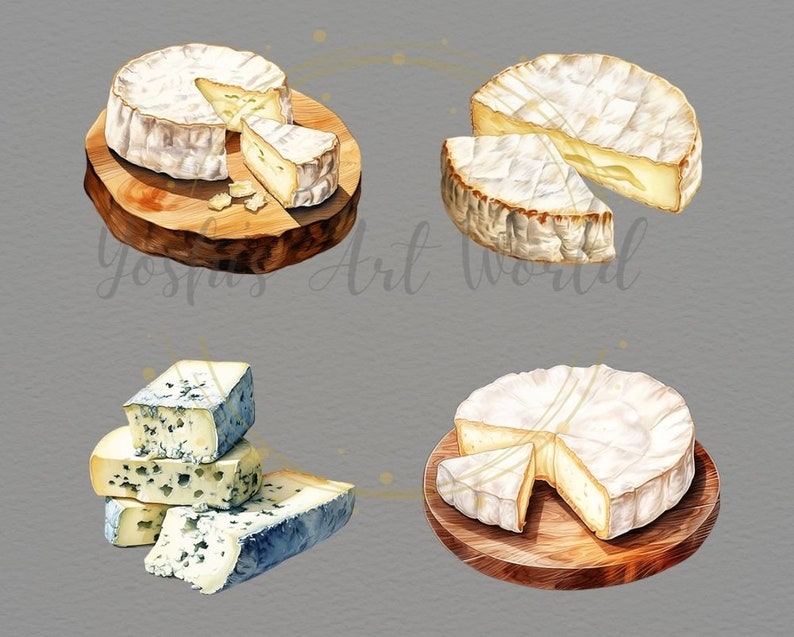 Watercolor Cheese PNG Bundle Digital Crafts Designs - Etsy