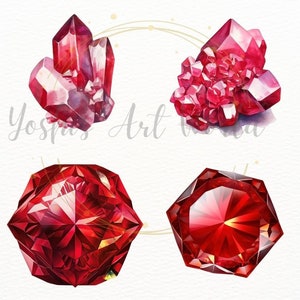 Watercolor July Birthstone Ruby PNG Bundle, Digital Crafts Designs ...