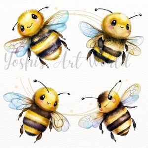 Watercolor Cute Bumblebee Bundle, Digital Crafts Designs Transparent ...