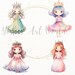 Watercolor Cute Princess PNG Bundle, Digital Crafts Designs Transparent ...