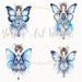 Watercolor Cute Blue Butterfly Fairy Princess PNG Bundle, Digital ...