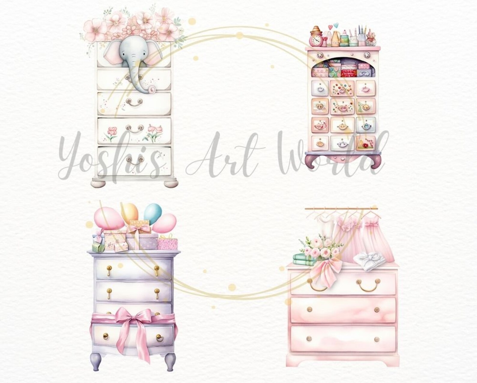 Watercolor Baby Girl Drawers PNG Bundle Digital Crafts - Etsy