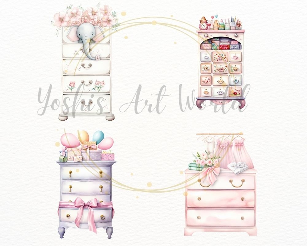 Watercolor Baby Girl Drawers PNG Bundle Digital Crafts - Etsy