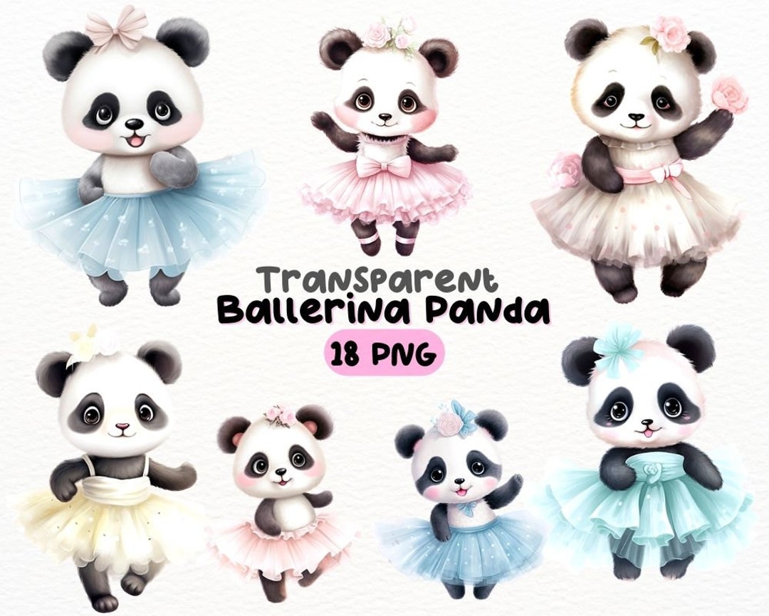 Watercolor Ballerina Panda PNG Bundle, Digital Crafts Designs ...