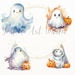 Watercolor Cute Halloween Ghost PNG Bundle, Digital Crafts Designs ...