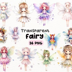 Watercolor Cute Fairy PNG Bundle, Digital Crafts Designs Transparent ...