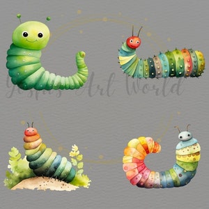 Cute Caterpillar PNG Bundle, Digital Crafts Designs Transparent, Little ...