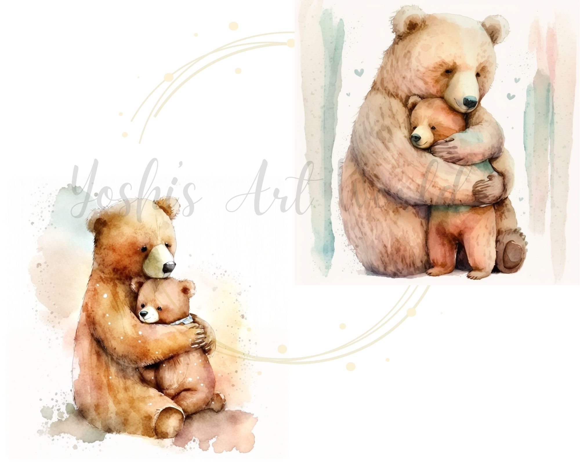 Watercolor Mama Bear - Brown Bear - Card Making, Mixed Media, Digital ...