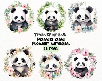 Cute Panda Clipart Set With Watercolor Illustration - Etsy