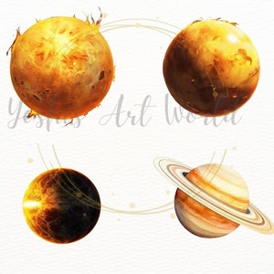 Watercolor Planets PNG Bundle, Digital Crafts Designs Transparent ...