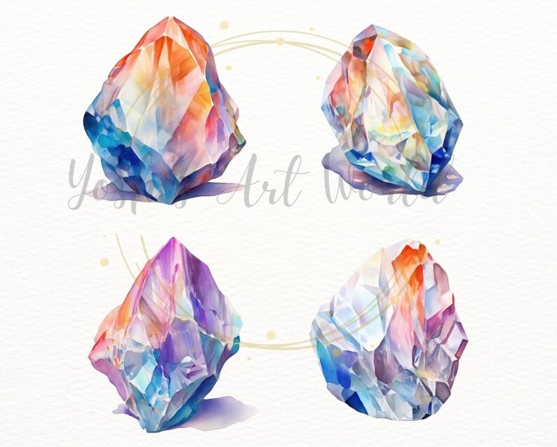 Watercolor October Birthstone Opal PNG Bundle, Digital Crafts Designs ...