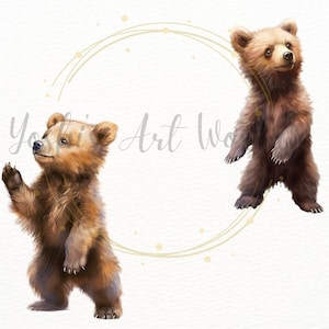 Watercolor Cute Baby Brown Bear PNG Bundle, Digital Crafts Designs ...